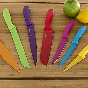Classic Cuisine 14 Pc Colored Knife Set with Sheaths-Pro Grade, Assorted