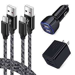 USB Charger for Samsung Galaxy A10E A50 A70 A80 Note 20 Ultra S23 S22 S21 S20 FE S10 S9 A03s A04s A14 A13 A12 A53 A12 A23 A32 A51 A52 A11 A21, Car Adapter, Wall Charger Plug Type C Fast Charging Cable
