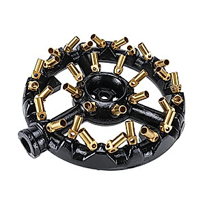 skyehomo Natural Gas Jet Burner for Chinese Wok Range, Grilling, Stir Fry | Bronze Round Nozzle Jet Burner Cast Iron with 32 Brass Tips - Up 160,000 BTU
