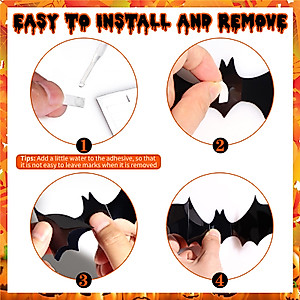 150 Pcs Bat Halloween Decorations: Magicsky 3D PVC Stickers Bat Wall Decor, DIY Black Window Party Home Room Décor Supplies, 140 Bats and 10 Spiders with Foam Tape