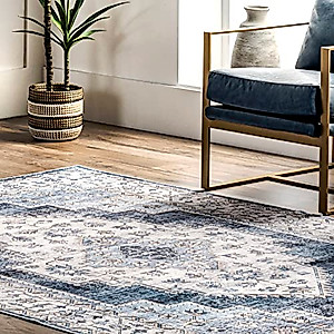 nuLOOM Dania Machine Washable Medallion Accent Rug, 2x3, Navy