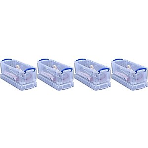 Really Useful Box Plastic Storage Box, 6.5 Liters, 17 1/2" x 7" x 6 1/4", Clear (Four Pack)