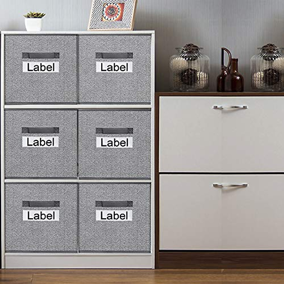 13 Inch Cube Storage Organizer Bins-Foldable Fabric storage Cubes Bin Container Box with 2 Sturdy Handles for Boys,Girls,Nusery,Clothes,Pantry Closet,Shelf,Kids Room Set of 6,herringbone pattern(Grey)