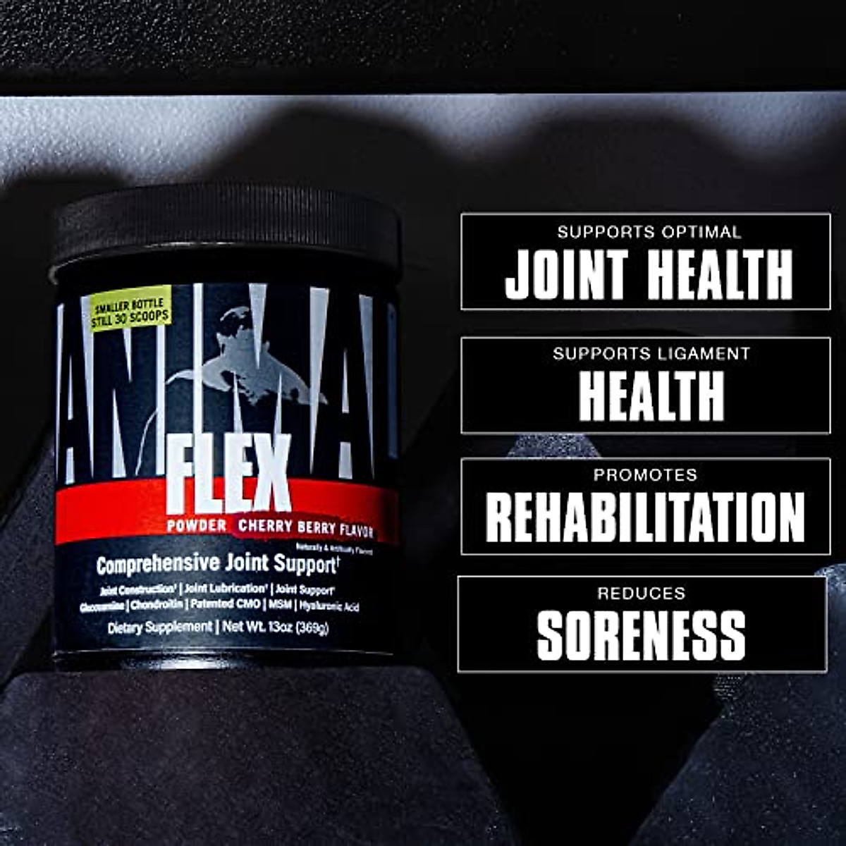 Animal Flex Powder – All-in-one Complete Joint Support Supplement – Contains Collagen, Turmeric Root, Curcumin, Glucosamine & Chondroitin – Helps Repair and Restore Joints – Cherry Flavor, 30 Scoops