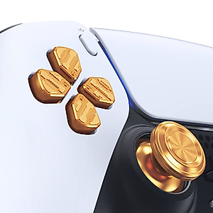 eXtremeRate Gold Metal Thumbsticks Dpad ABXY Buttons for PS5 Controller, Custom Replacement Aluminum Analog Thumbsticks & Action Buttons & Direction Keys for PS5 Controller - Controller NOT Included
