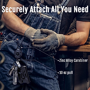 MNGARISTA Retractable Badge Holder, Heavy Duty Carabiner Keychain, Tactical ID Card Holder with 31.5" Retractable Badge Reel, Black