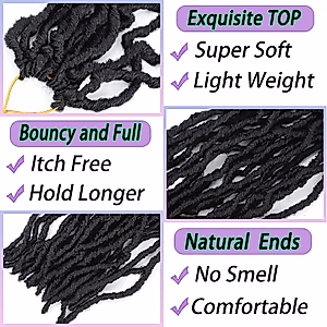 Faux Locs Crochet Hair 24 inch Soft Locs for Butterfly Locs Crochet Hair for Black Women New Faux Locs Pre Looped Curly Wavy Braiding Hair Extension (6 Packs,1B)