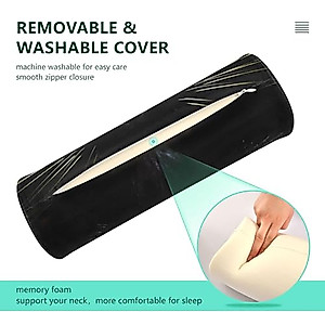 xigua Black Cat Neck Roll Pillow for Neck Relief with Removable Washable Cover - Memory Foam Round Cylinder Bolster, Ergonomically Designed for Head, Neck, Back, and Legs