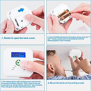 Carbon Monoxide Detector,CO Alarm Monitor Detector Complies with UL 2034 Standard for Home,Carbon Monoxide Sensor with LCD Digital Display and Sound Warning for Home