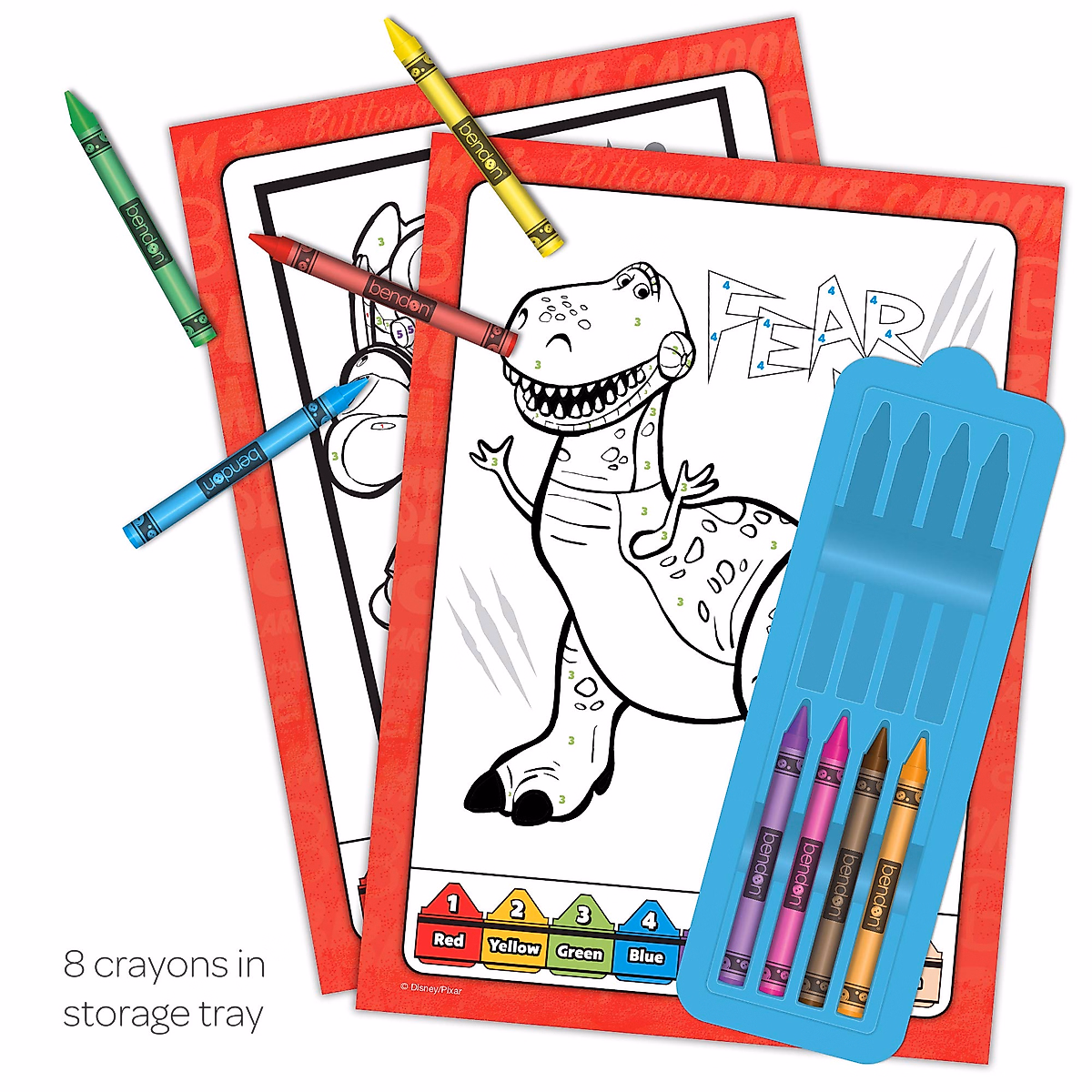 Toy Story Disney 4 32-Page Color by Number Activity Book with 8 Crayons 45662 Bendon