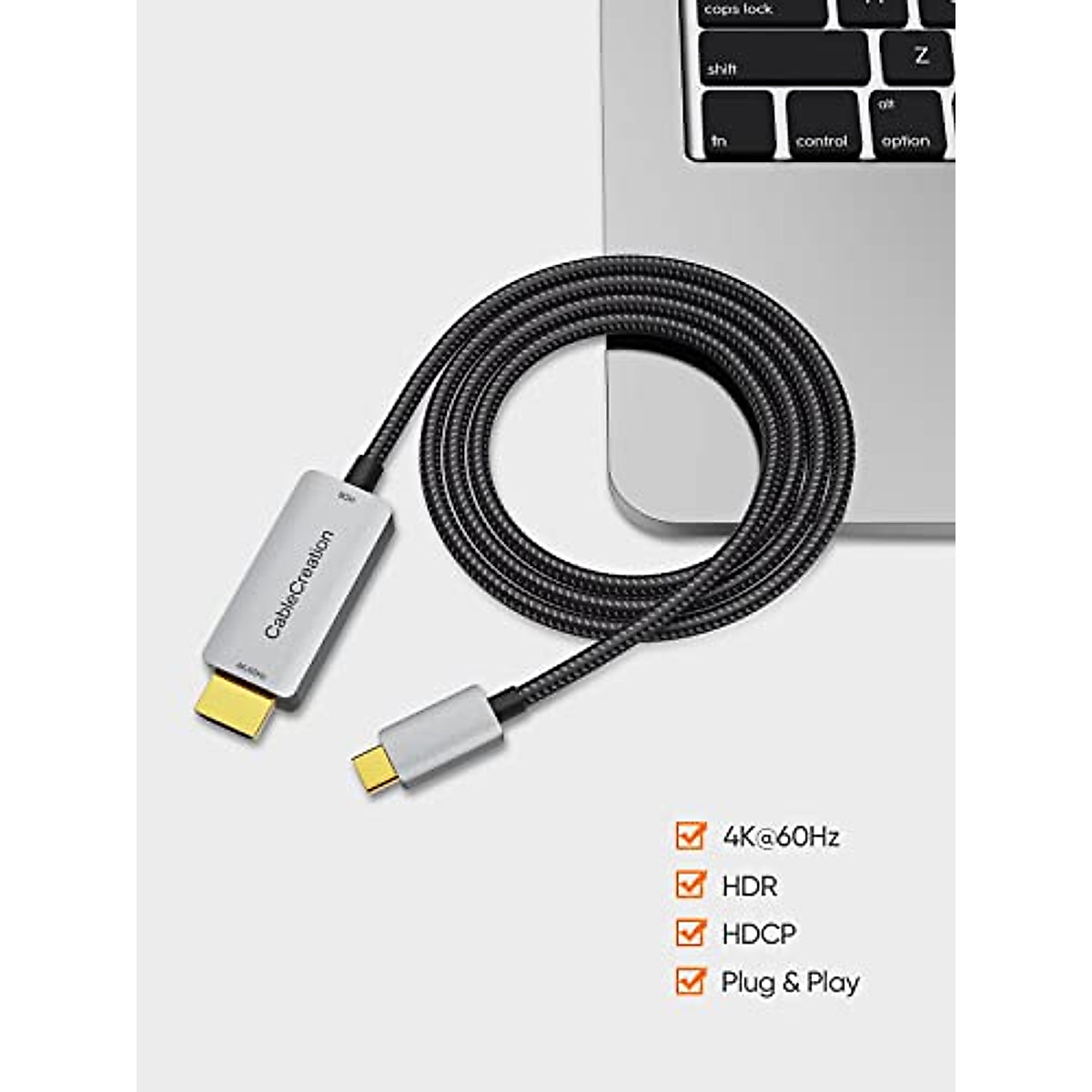 CableCreation USB C to HDMI Cable 6FT with HDR 4K@60Hz, 2K@144Hz, 2K@120Hz, USB Type C to HDMI Cable Thunderbolt 3 Compatible for MacBook Pro/Air, iMac, iPad Pro 2020, Galaxy S20 S10/Note 10
