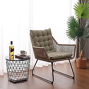 Tiita Rocking Chair Cushion with Ties Overstuffed Seat Back Cushion Pad Tufted Pillow for Outdoor Indoor Home 21" x 17"/17" x 17", Light Brown