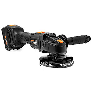 WEN Cordless Angle Grinder, Brushless with 20V Max 4.0 Ah Lithium-Ion Battery and Charger (20944), Black