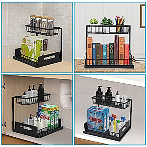 Under Sink Organizers and Storage, Under Sink Organizer, Under Sink Kitchen Rack, Pull-Out Home Organizers, 2-Tier Slide Out Sliding Shelf Under Cabinet Storage