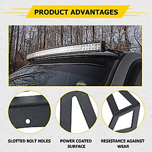 AUXMART Upper Windshield Mounting Brackets for 52" Straight/Curved Light Bar Fit for Ford F250/F350 1999 2000 2001 2002 2003 2004 2005 2006 2007 2008 2009 2010 2011 2012 2013 2014 2015 (1 Pair)