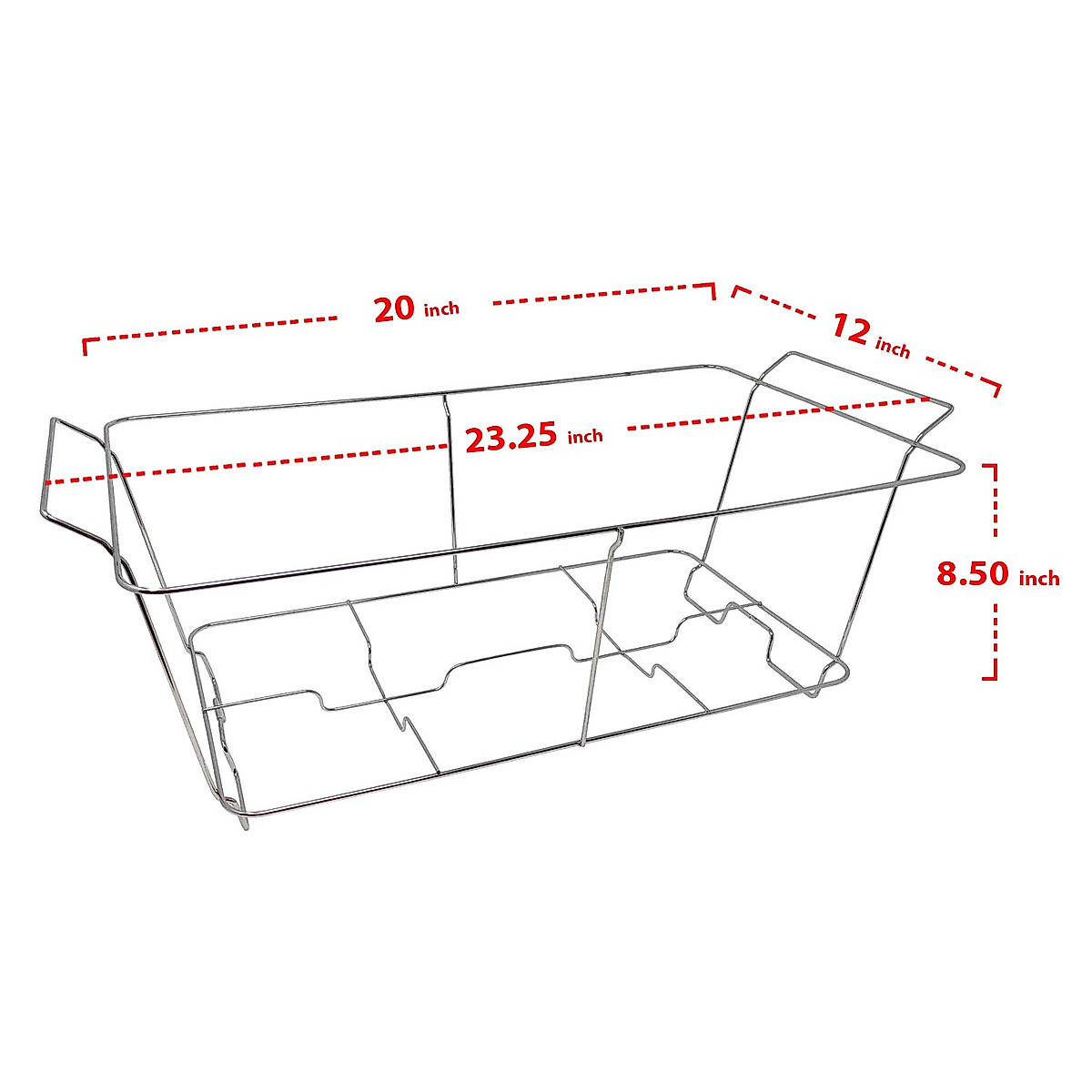 Party Essentials Deluxe Full Size Heavy Duty Chafing Rack, Wire Buffet Rack Stand, Serving Trays Frame Food Warmer, Chrome (Case of 12)