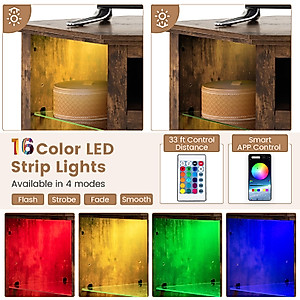 Tangkula 45 Inches TV Stand with Fireplace Insert, Electric Fireplace Entertainment Center with Adjustable Shelves, 3 Brightness, Overheat Protection, Fit TVs up to 50 Inches (Rustic Brown)