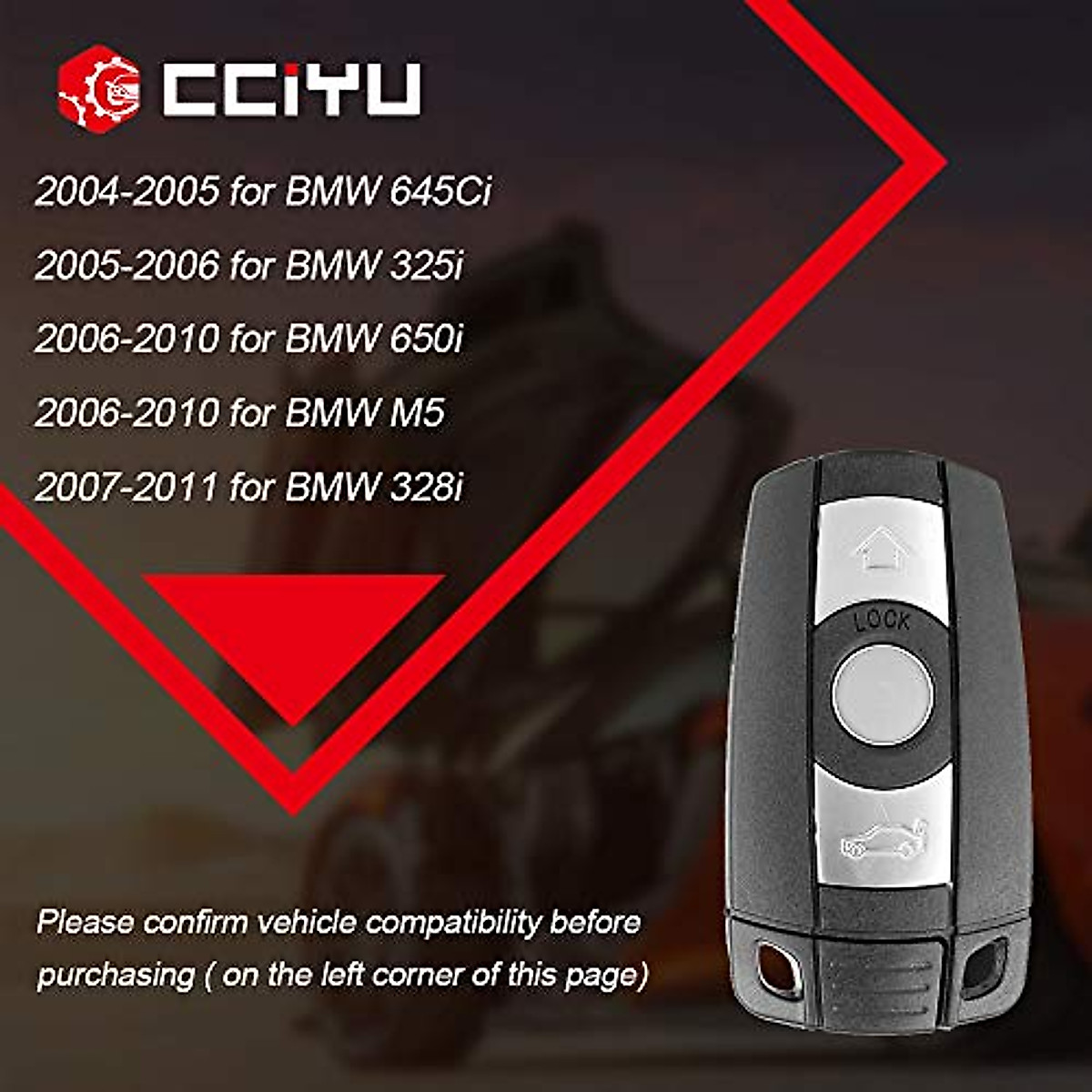cciyu X 1 Flip Key Fob with Key Blade 3 buttons Replacement for 05 06 07 08 09 10 11 12 13 for BMW X5 X6 Z4 1 3 5 6 7 Series with FCC KR55WK49123