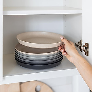 Grow Forward Premium Wheat Straw Plates - 10 Inch Reusable Hard Plastic Dinner Plates Set of 8 - Unbreakable Microwave Safe Plates for Dessert, Camping, RV, Outdoors, Patio, Kitchen Dishes - Moonlight