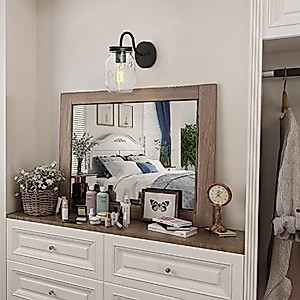 LNC Wall Sconce Mason Jar Lights Farmhouse and Rustic with Oil Rubbed Bronze for Hallway Bathroom, (7.1”L×4.7”W×8.7”H), A02979