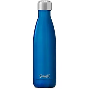 S'well Stainless Steel Water Bottle, 17oz, Ocean Blue, Triple Layered Vacuum Insulated Containers Keeps Drinks Cold for 36 Hours and Hot for 18, BPA Free, Perfect for On the Go