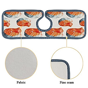 Kitchen Faucet Mats 2 Pieces Watercolor Salmon Faucet Sink Splash Guard Bathroom Counter and RV,Absorbent Faucet Counter Sink Water Stains Preventer