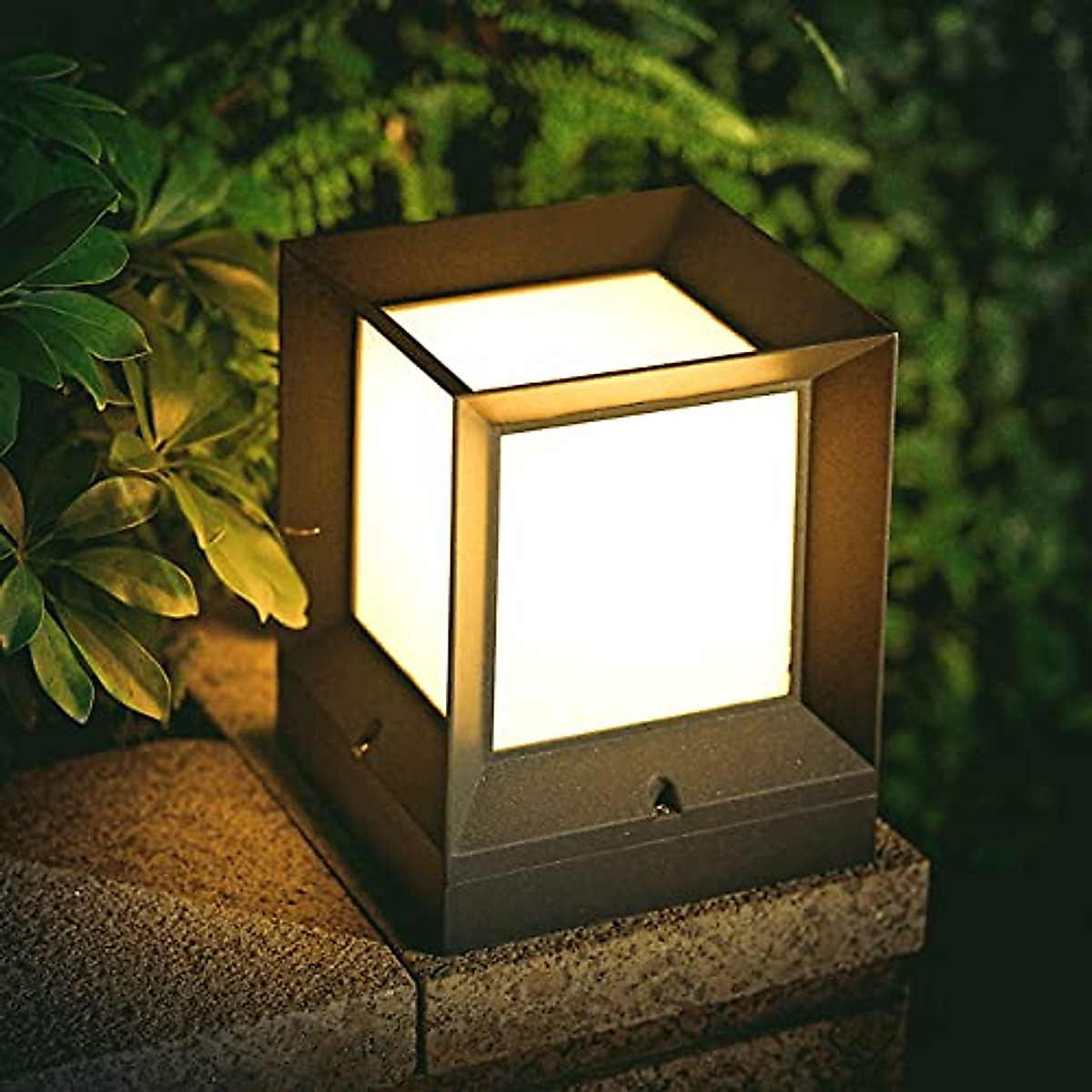 JSBDPHW Modern Minimalist E27 Pillar Lamp Outdoor Courtyard Fence Column Light Acrylic Lampshade Villa Gate Waterproof Post Light Lawn Road Lighting Landscape Light
