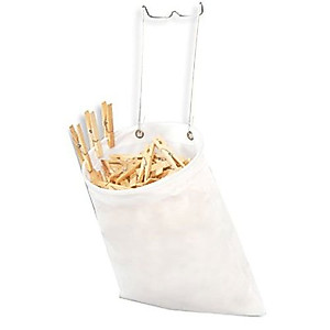 Smart Design Clothespin Bag Holder w/Hanging Hook - Non-Woven Material - for Outdoor Clothesline Cord, Clothes, Arts, Crafts - Home Organization (13 x 11 Inch) [White]