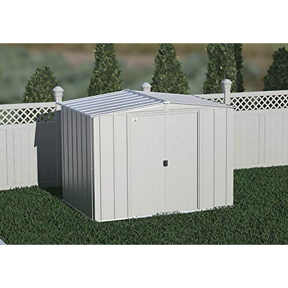 Arrow Classic 8' x 6' Outdoor Padlockable Steel Storage Shed Building, Flute Grey