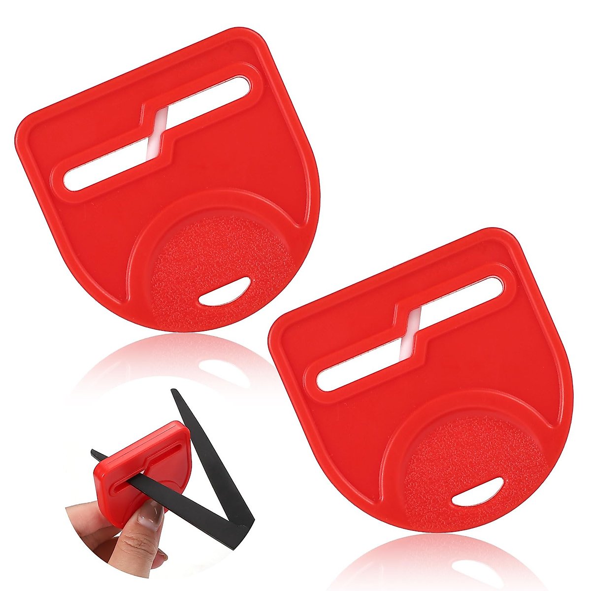 2pcs Scissor Sharpener Tool, Handheld Small Sharpening Scissors Tool Fabric Hair Scissors Sharpener Scissors Sharpening Accessories for Repair Quickly Sharpen Dull Blades(Red)