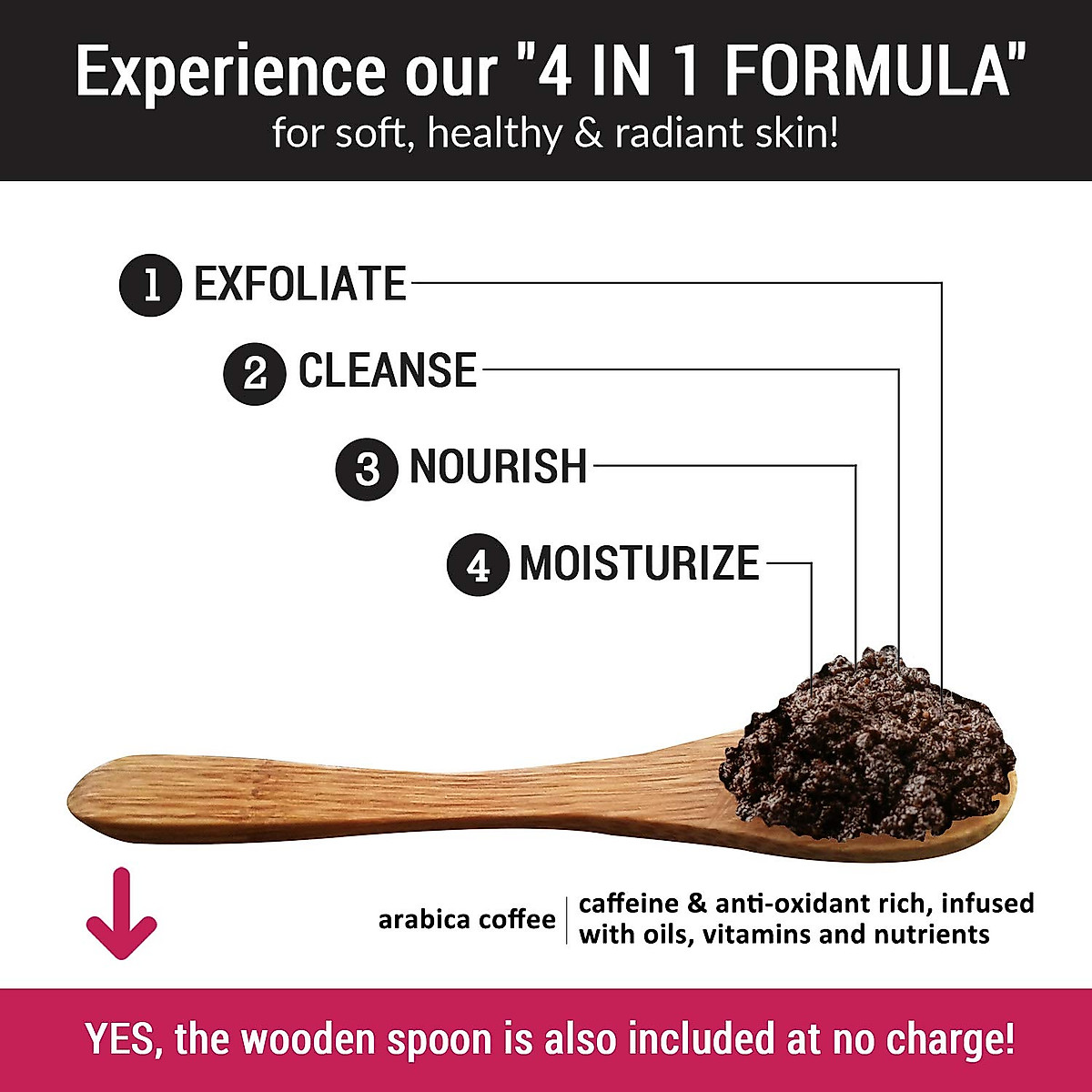 pureSCRUBS Premium Organic Arabica Coffee Body Scrub Set - VANILLA BLEND Large 16oz Anti Cellulite Scrub With Essential Oils & Nutrients + FREE Wooden Spoon, Loofah & Mini Organic Exfoliating Bar Soap