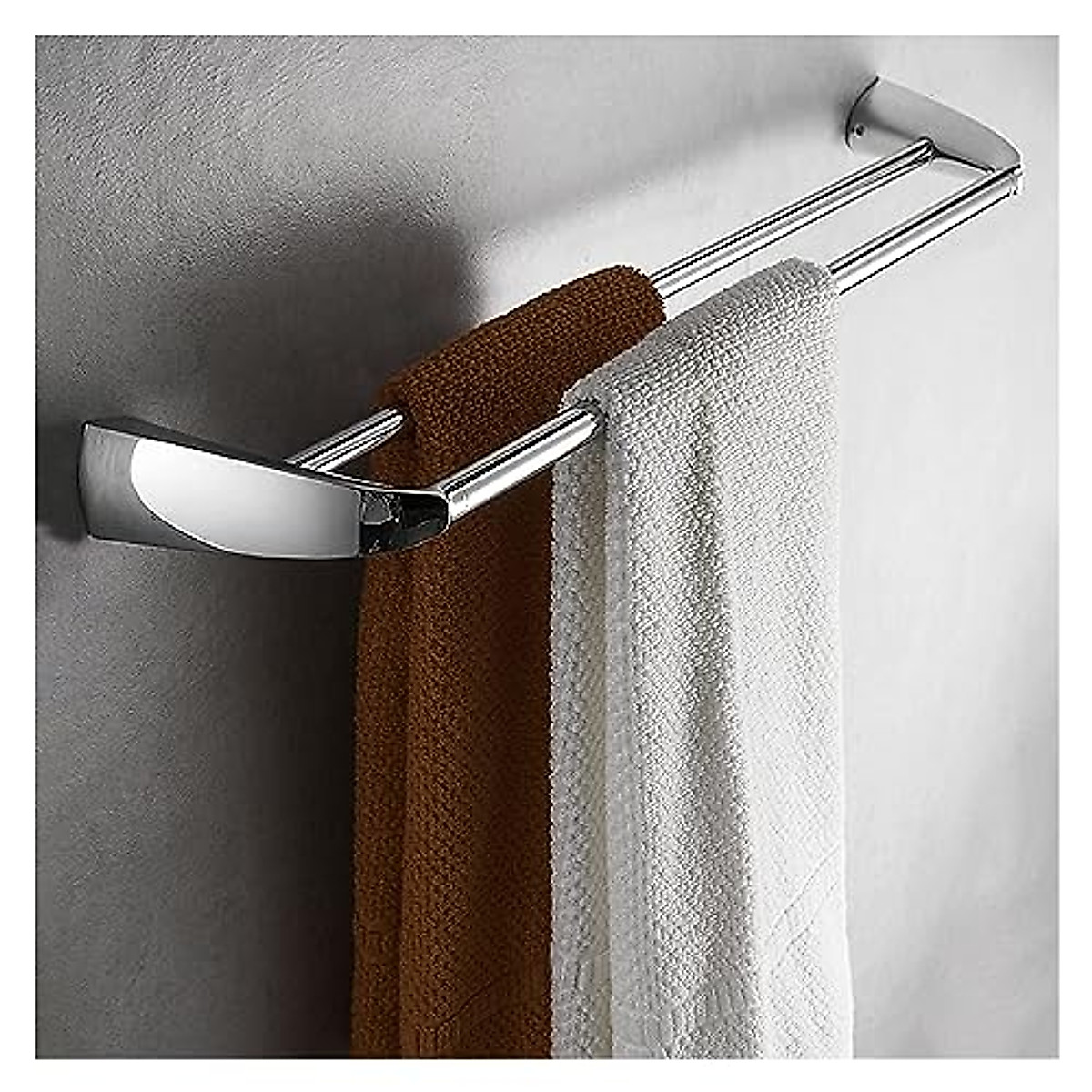 Towel BAR Rack Towel Rack Wall Mounted Double Towel Storage Rack Towel Bar,Zinc Alloy Towel Rod,Polished Finish Towel Shelf Holder for Bathroom and Kitchen/60Cm