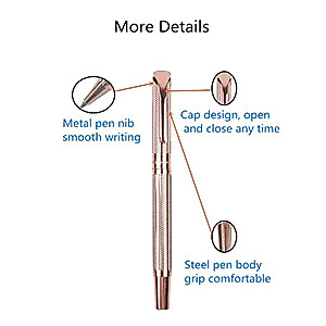 Pemmeed Rollerball Liquid Ink Pens for Women Luxury Box Gel Black Ink Fancy Pen Refillable for Executive Office,Professional,Birthday Nice Pens G5(Rose Gold)