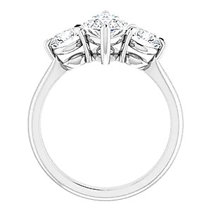 Handmade 10K Gold 2 CT Marquise Cut VVS1 Colorless Moissanite Engagement Ring for Women Bridal Set Moissanite Wedding Ring for Gifts (White Gold, 6.5)