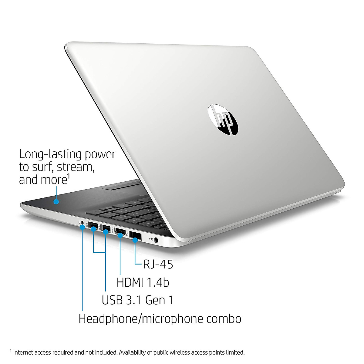 HP 14-inch Laptop, 8th Generation Intel Core i3-8130U Processor, 4 GB SDRAM, 128 GB Solid State Drive, Windows 10 Home in S Mode (14-df0020nr, Natural Silver)