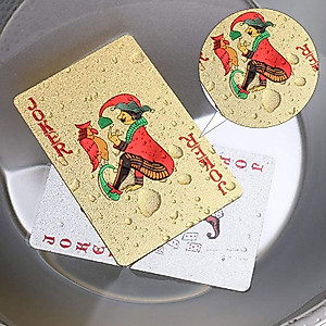 Joyoldelf 2 Decks of Playing Cards, 24K Foil Waterproof Playing Cards & Flexible Poker Cards with Box - Classic Magic Tricks Tool for Party, Game and Cardistry, 1 Gold + 1 Silver