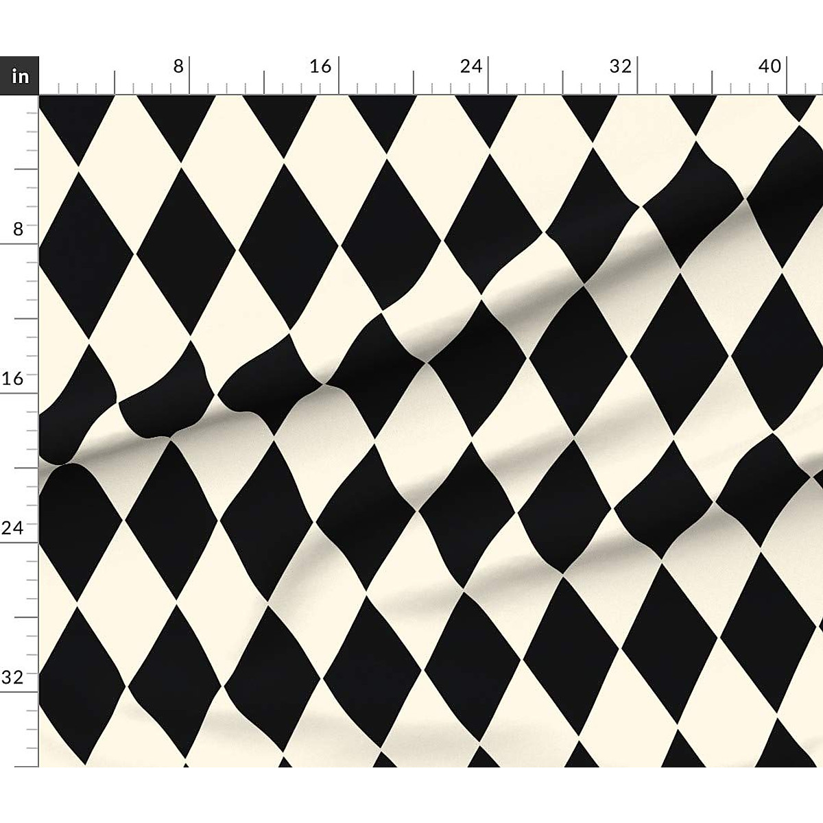 Spoonflower Fabric - Diamonds Cosmic Latte Black Large Cream Geometric Squares White Printed on Petal Signature Cotton Fabric Fat Quarter - Sewing Quilting Apparel Crafts Decor