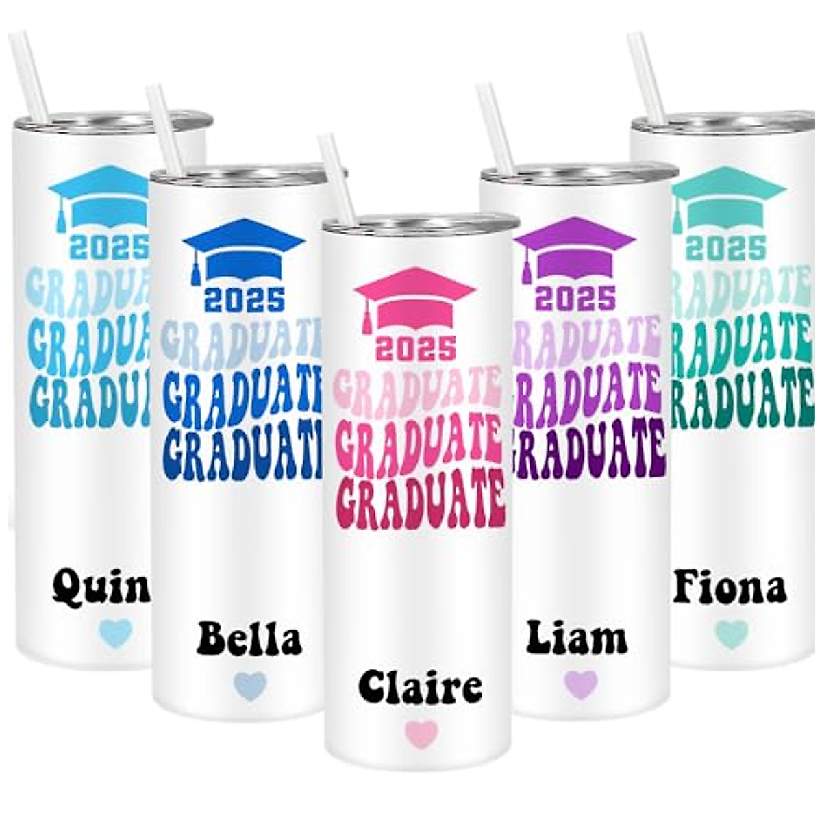 Personalized Graduation Tumbler, 2025 Graduation Gifts for Her Him, Custom Graduations Cup with Name, 20oz Insulated Tumbler with Lids Straws, Class of 2025 Gifts Bulk, Senior Gift for Women Men