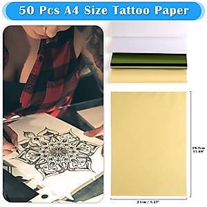 50 Sheets Tattoo Transfer Paper, Cridoz Tattoo Stencil Paper for Tattooing, Transfer Paper for Tattooing, A4 Size 8 1/4" x 11 3/4"