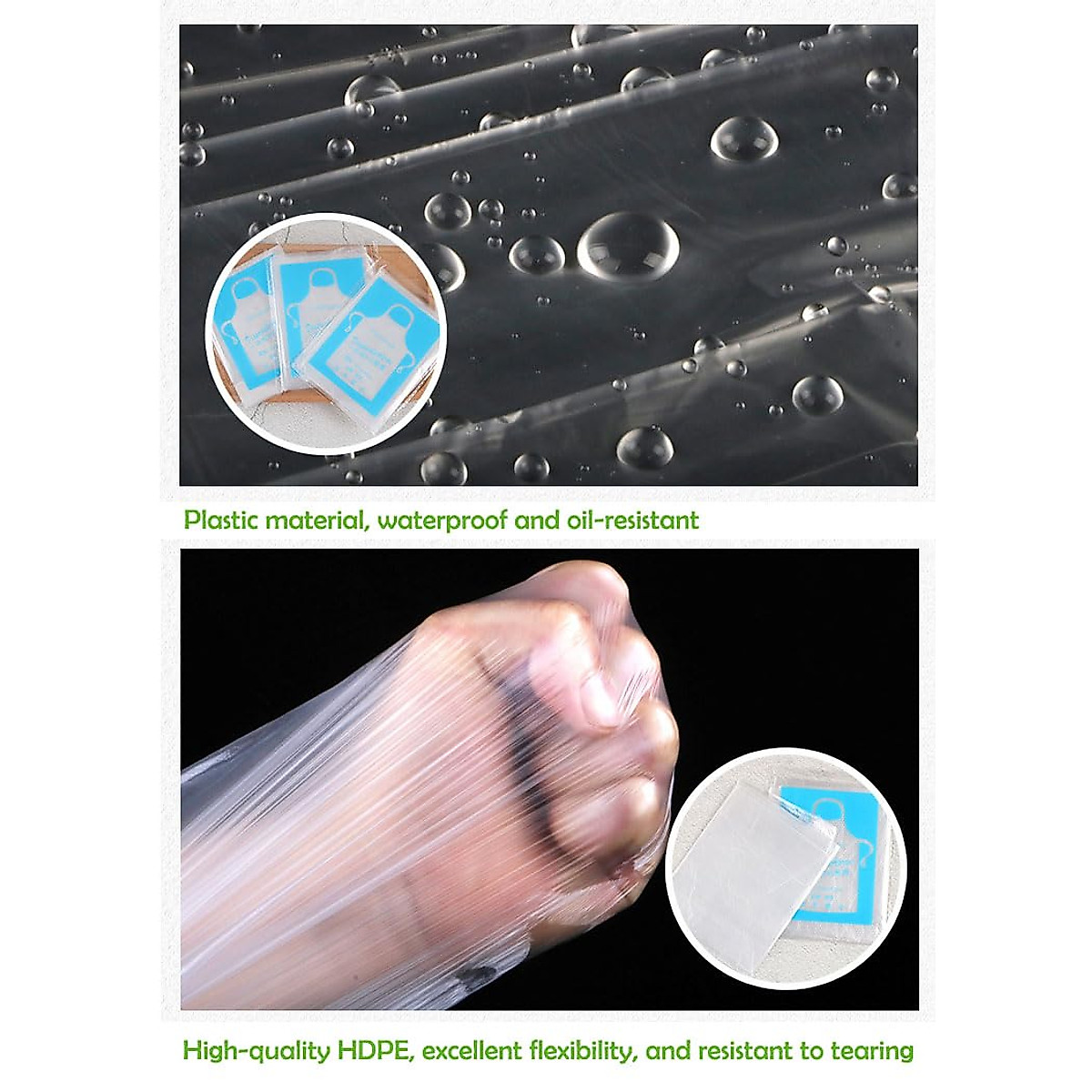 Bluelark Disposable Aprons (50 Count) Waterproof Plastic Apron For Painting, Cooking, Housework, and Picnics - Individually Packaged