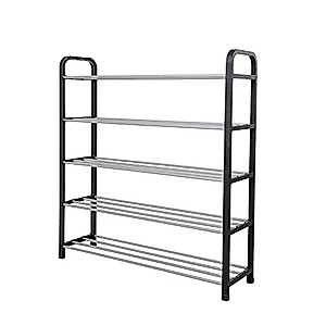 1ABOVE 5 Tier Shoe Rack Organiser, Heavy duty storage unit, Quick Assembly No Tools Required, Holds upto 15-20 pairs (BLACK)