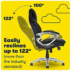 Serta AIR Health and Wellness Executive Office Chair, High Back Big and Tall Ergonomic for Lumber Support Task Swivel, Bonded Leather, Black