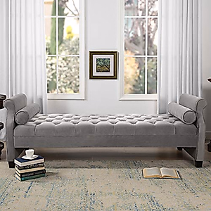 Jennifer Taylor Home Hilary Sofa Bed with Bolster Pillows, Opal Grey