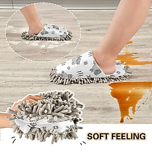 Happy Thanksgiving Owl Animal Mop Slippers Shoes Cover for Floor Cleaning Washable Hair Dust Dirty Cleaners Microfiber Mop Socks for Office House Kitchen