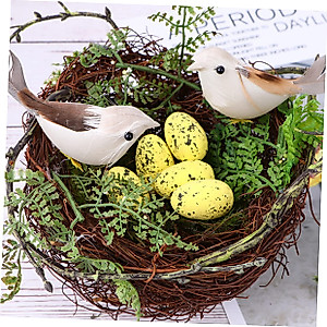 DECHOUS 1 Set Bird Nest Set Christmas Tree Ornaments Spring Fling Decorations Spring Decorations Rattan Bird Nest Easter Artificial Nests Easter Bird Birds Nest Easter Decorations Fake Egg