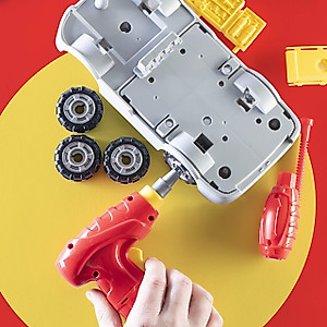 PREXTEX Take Apart Toy with Working Drill for Boys & Girls, Build Your Own Fire Truck Toy Educational Playset with Tools and Power Drill, DIY Assembly Truck with Realistic Sounds & Lights