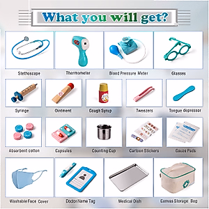 Doctor Kit for Toddlers 3-5, 27Pcs Doctor Kit for Kids, Pretend Doctor Playset, Durable Medical Kit with Toy Stethoscope, Medical Bag and Other Accessories, Doctor Toy Gifts for Boys and Girls Ages 3+