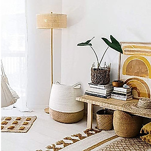 Goodpick Boho Woven Storage Basket Rope Laundry Basket with Handles (Set of 2)