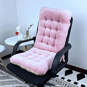 Non-Slip Chair Cushion, Premium Tufted Rocking Seat Back Pad with Ties, Durable & Comfort Pillow Cushion for Relief Sciatica, Thick Chair Mat for Office Car Dining Room Kitchen Outdoor/Indoor Pink