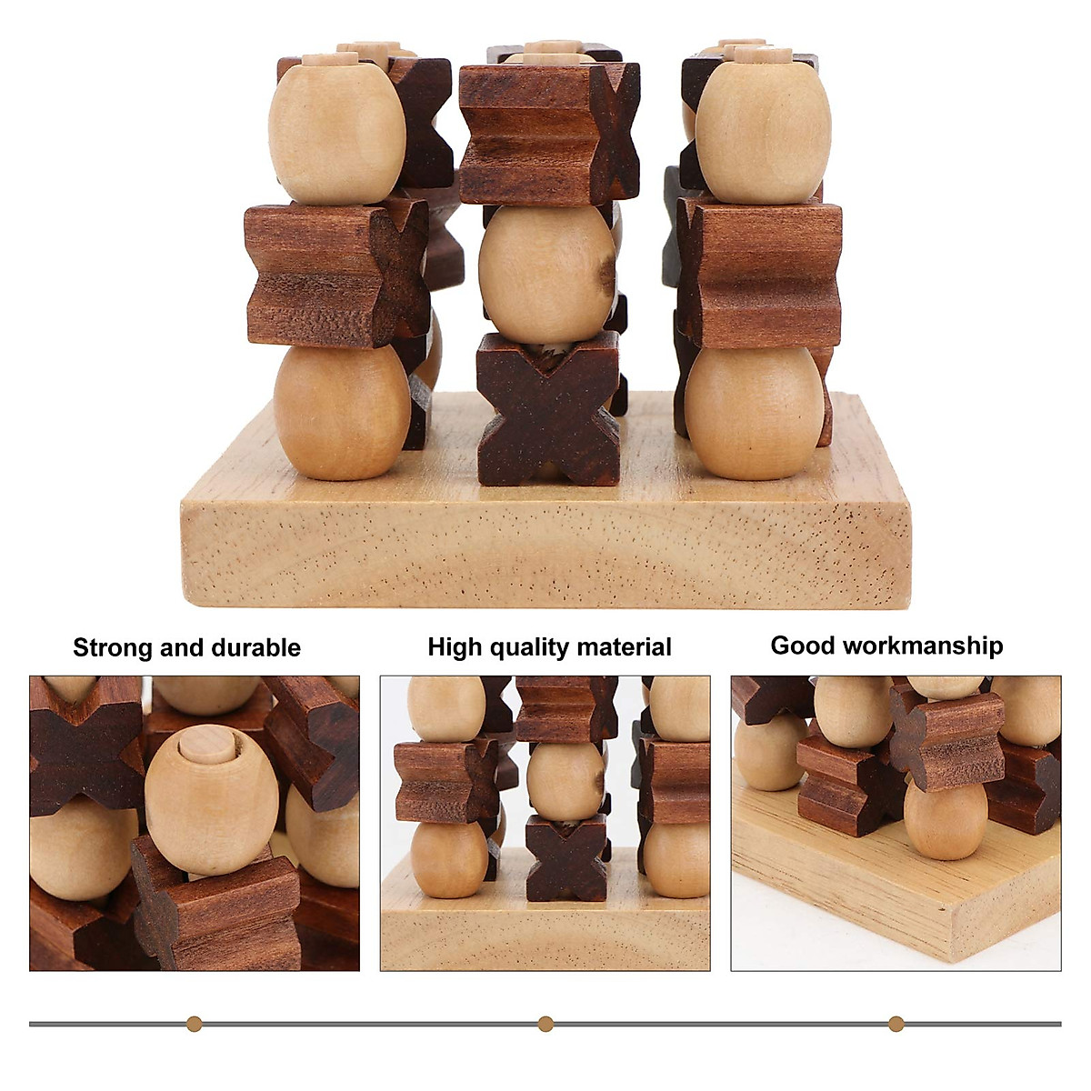 Kisangel 3D Wooden Toe Game Board for Kids Adult Family Tabletop Board Game Family Game Wood Strategy Board Game 1 Set